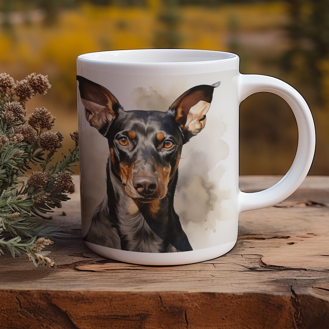 Dog Artwork Water Color Doberman Pinscher 11oz Mug | Unique Design ...