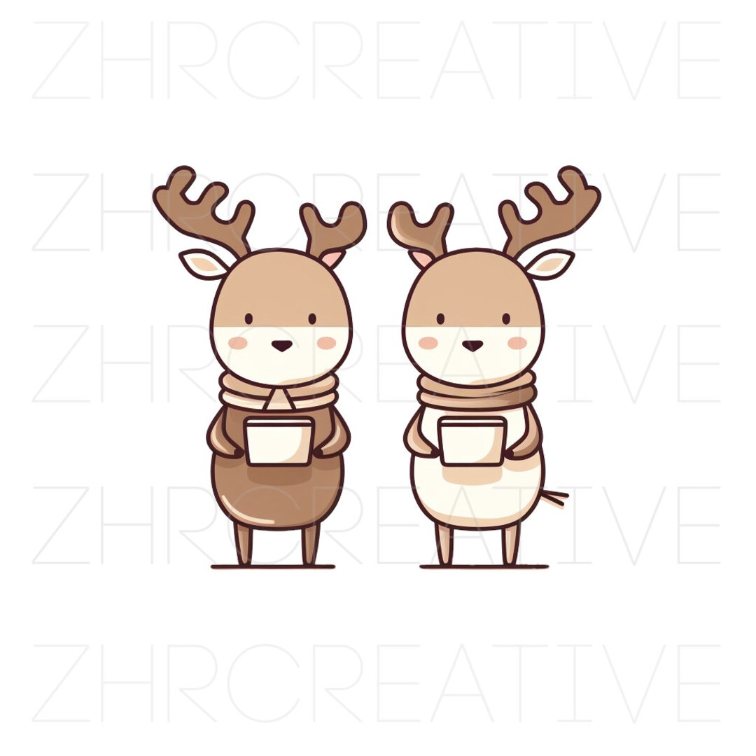 Reindeer Buddies Christmas PNG, Holiday Reindeer Clip Art, Christmas ...