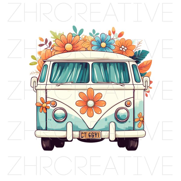 Hippie Van Svg - Etsy