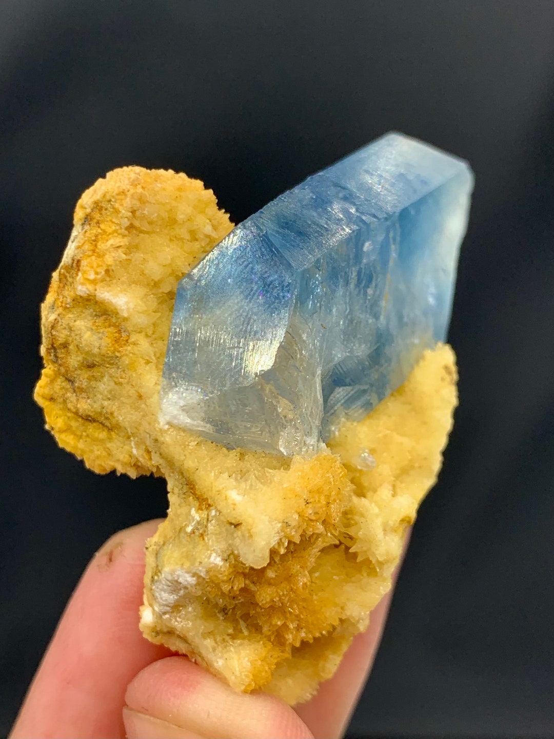 37 Gram Ink Blue Celestine Specimen With Nice Calcite From Afghanistan ...