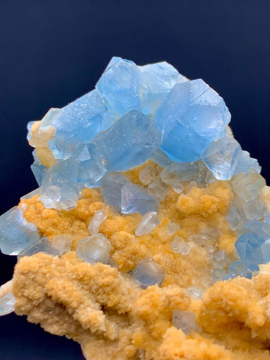 65 Gram Ink Blue Celestine Specimen With Nice Calcite From Afghanistan ...