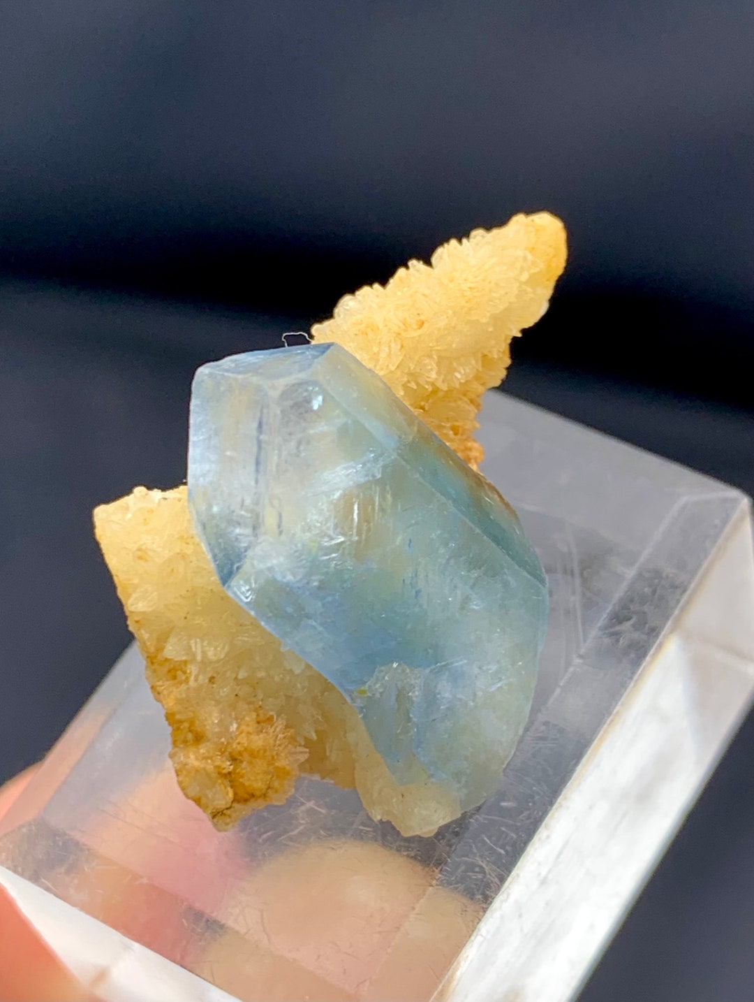 7 Gram Ink Blue Celestine Specimen With Nice Calcite From Afghanistan ...