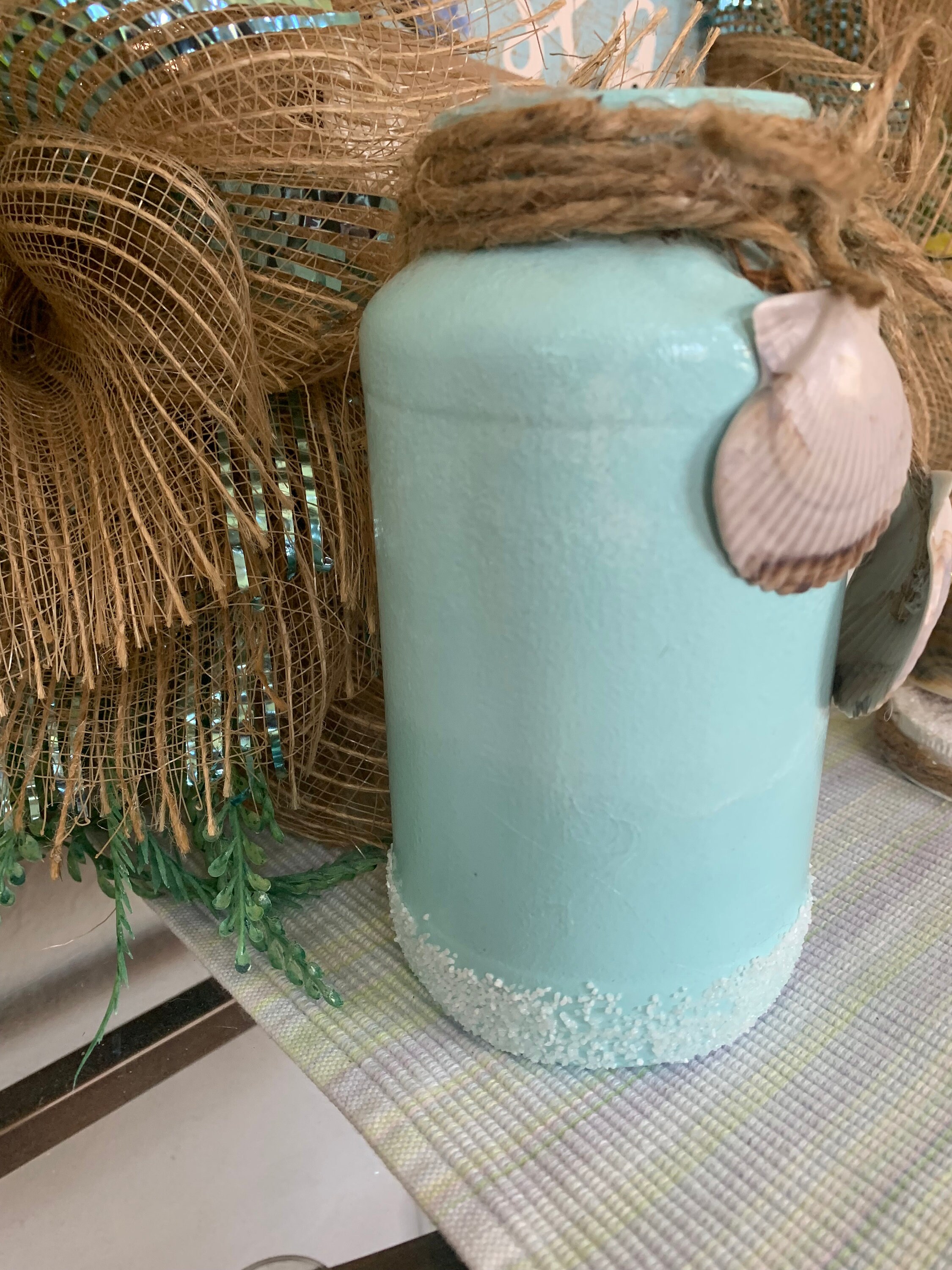 Ocean Blue Jar With Shells and Sand by Lisa - Etsy