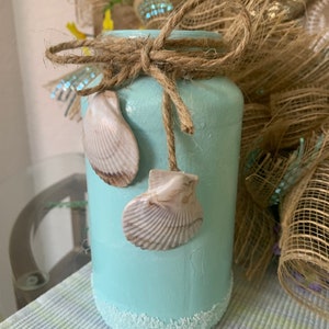 Ocean Blue Jar With Shells and Sand by Lisa - Etsy