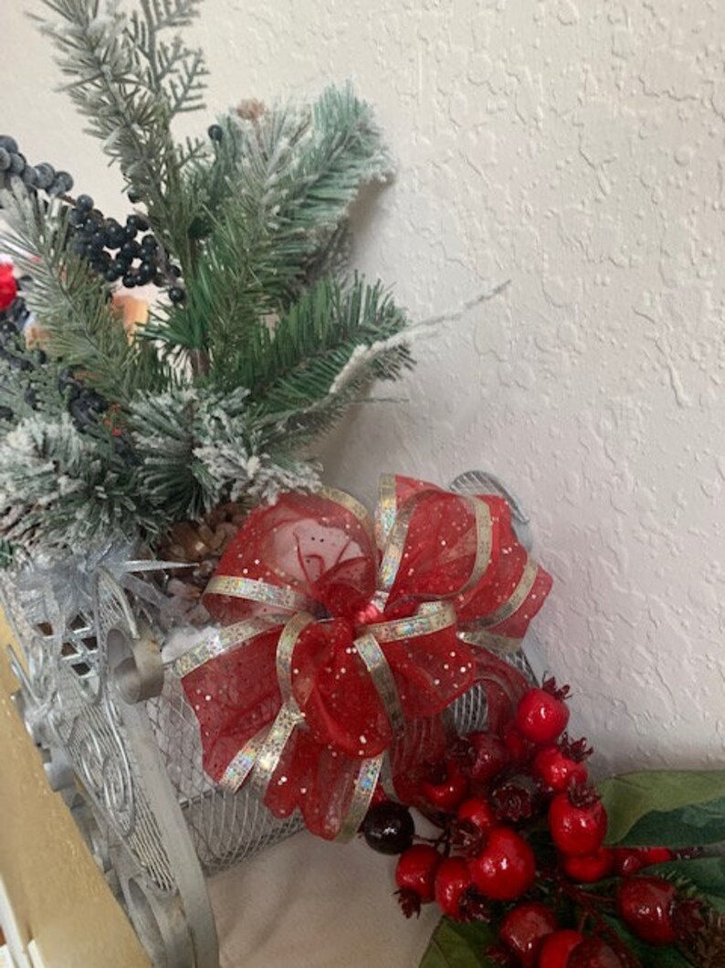 Large Silver Holiday Sleigh With Birds Nest by Lisa - Etsy