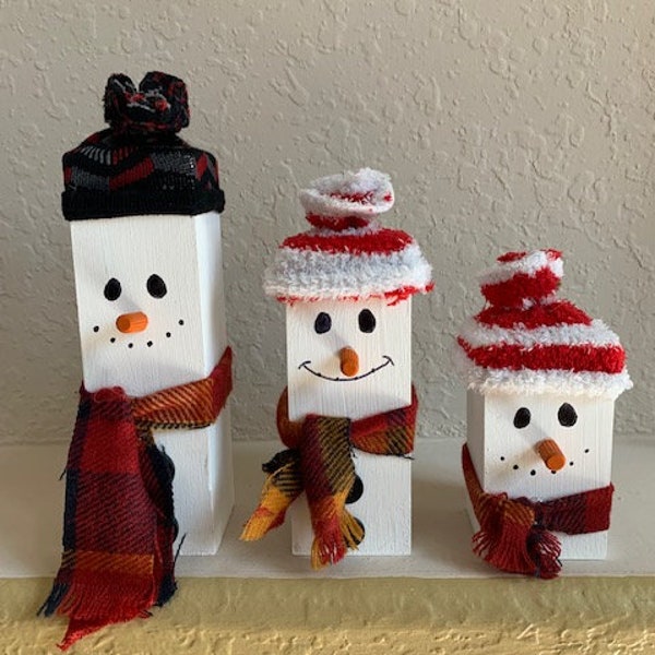 Wooden Snowmen - Etsy