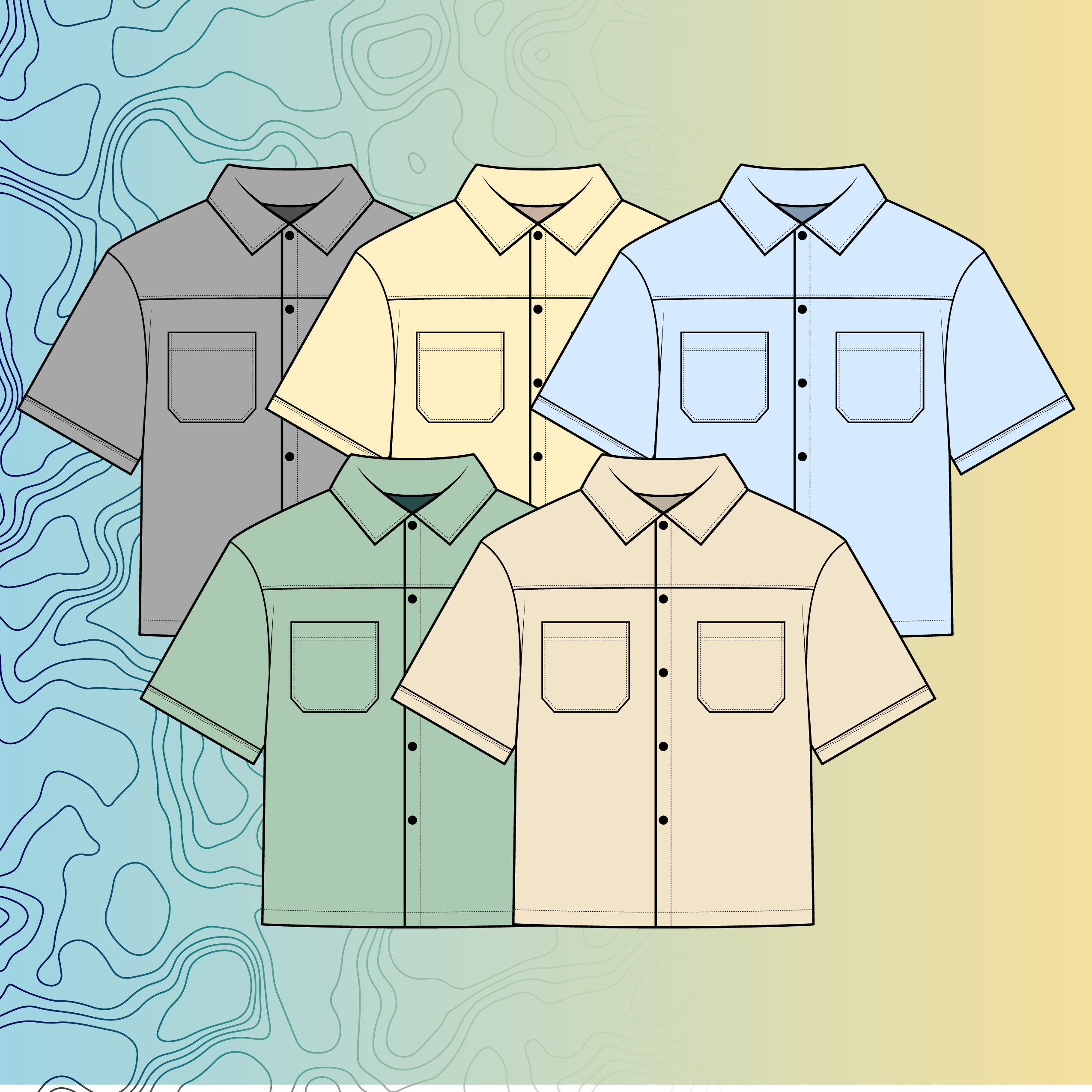 Work Shirt Vector Mockup, Tech Pack Template, Casual Shirt Technical ...