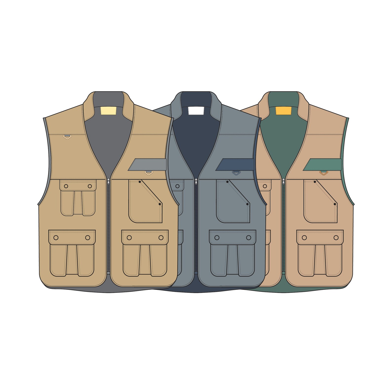 Utility Vest Mockup, Simple Tech Pack for Designers, Mockups Template ...