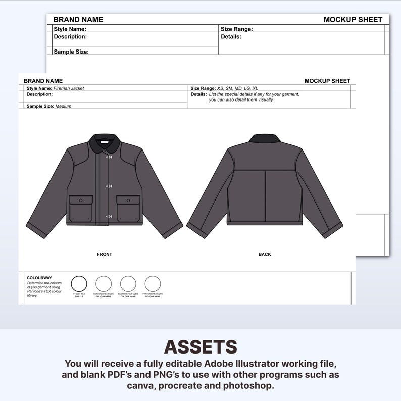 Tech Pack for Fireman Jacket, Fashion Cads for Beginners ...