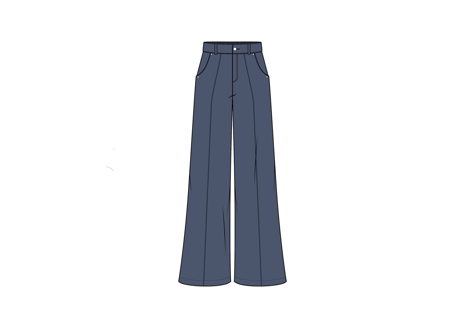 Flared Leg Pants Vector Mockup, Wide Jean Tech Pack Template, Fully ...