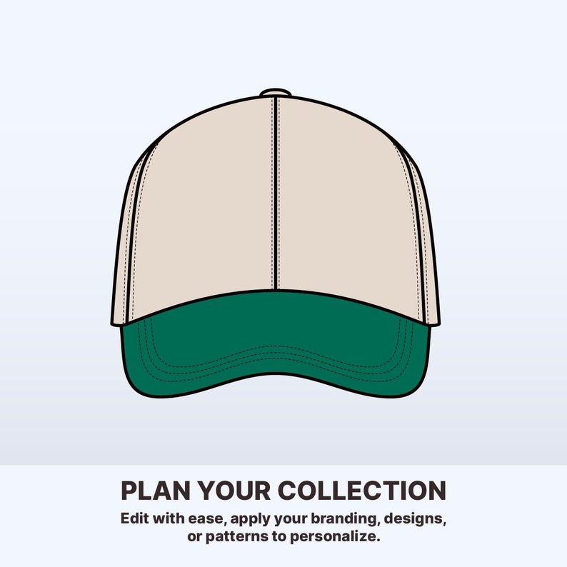 Snapback Vector Mockup, 6 Panel Hat Flatsketch, Fashion Flats for ...