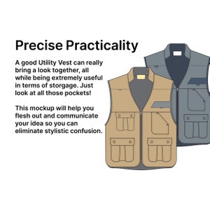 Utility Vest Mockup, Simple Tech Pack for Designers, Mockups Template ...