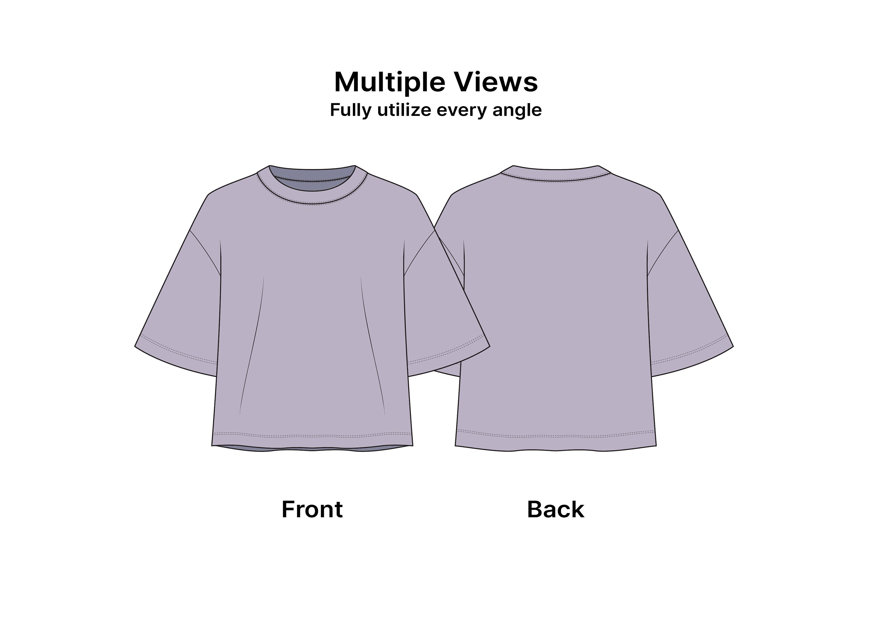 Box T-shirt Mockup, Simple Tech Pack for T-shirt Design, Editable With ...