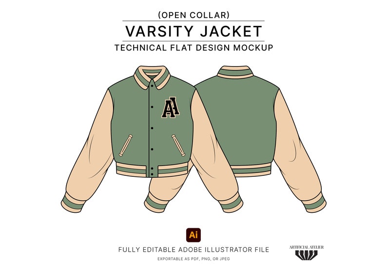 Varsity Jacket Vector Mockup, Fully Editable Illustrator File, Fashion ...
