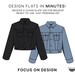 Trucker Jacket Mockup, Vector Template for Fashion Design, Technical ...