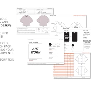 Branding Sheet Tech Pack Template, Hang Tag Mockup, Neck Label ...