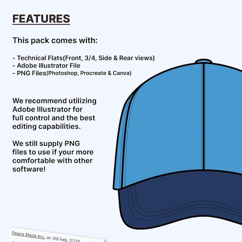 Snapback Vector Mockup, 6 Panel Hat Flatsketch, Fashion Flats for Designers, Fully Customizable ...
