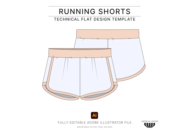 Running Shorts Vector Mockup Ready-to-use Fashion Flats for - Etsy