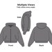 Zip-up Hoodie Vector Mockup, Full-zip Sweater Fashion Flats, Tech Pack ...