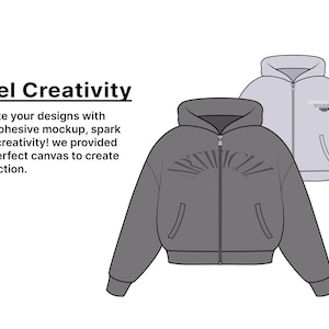 Zip-up Hoodie Vector Mockup, Full-zip Sweater Fashion Flats, Tech Pack ...