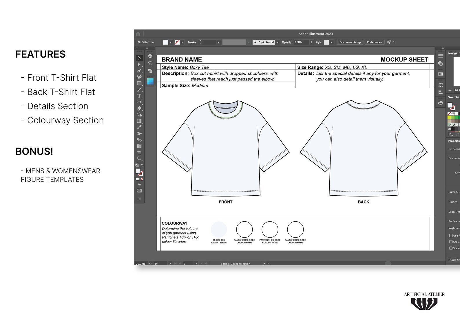 Oversized T-shirt Vector Template, Streetwear Boxy Tee, Concept Sheet ...