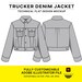 Trucker Jacket Mockup, Vector Template for Fashion Design, Technical ...