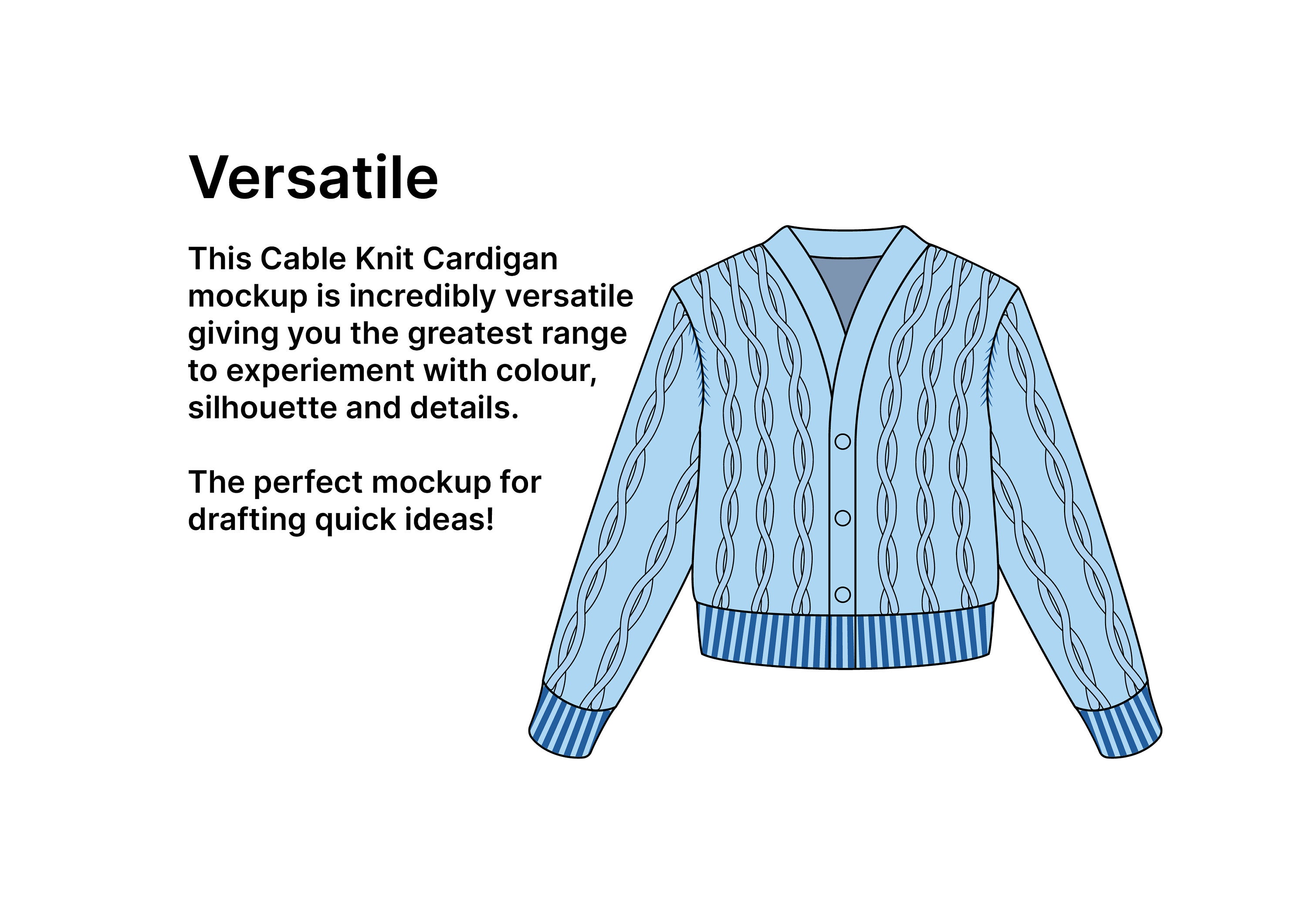 Cable-knit Cardigan Vector Mockup, Fully Editable With Illustrator ...