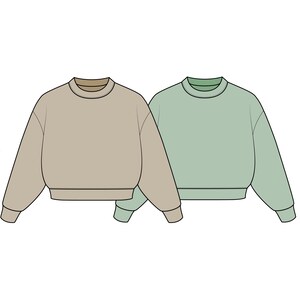 Crewneck Vector Mockup, Sweatshirt Fashion Flats for Designers ...
