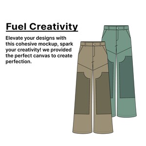 Carpenter Pants Vector Mockup, Work Pants Tech Pack Template, Fully ...