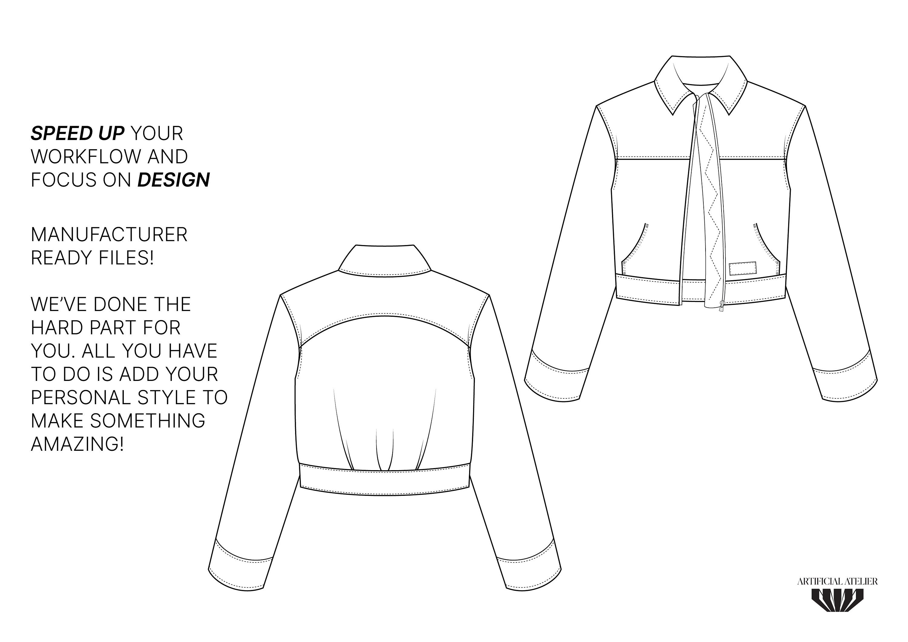 Utility Jacket Vector Mockup, Women's Jacket Fashion Flats, Ready-to ...