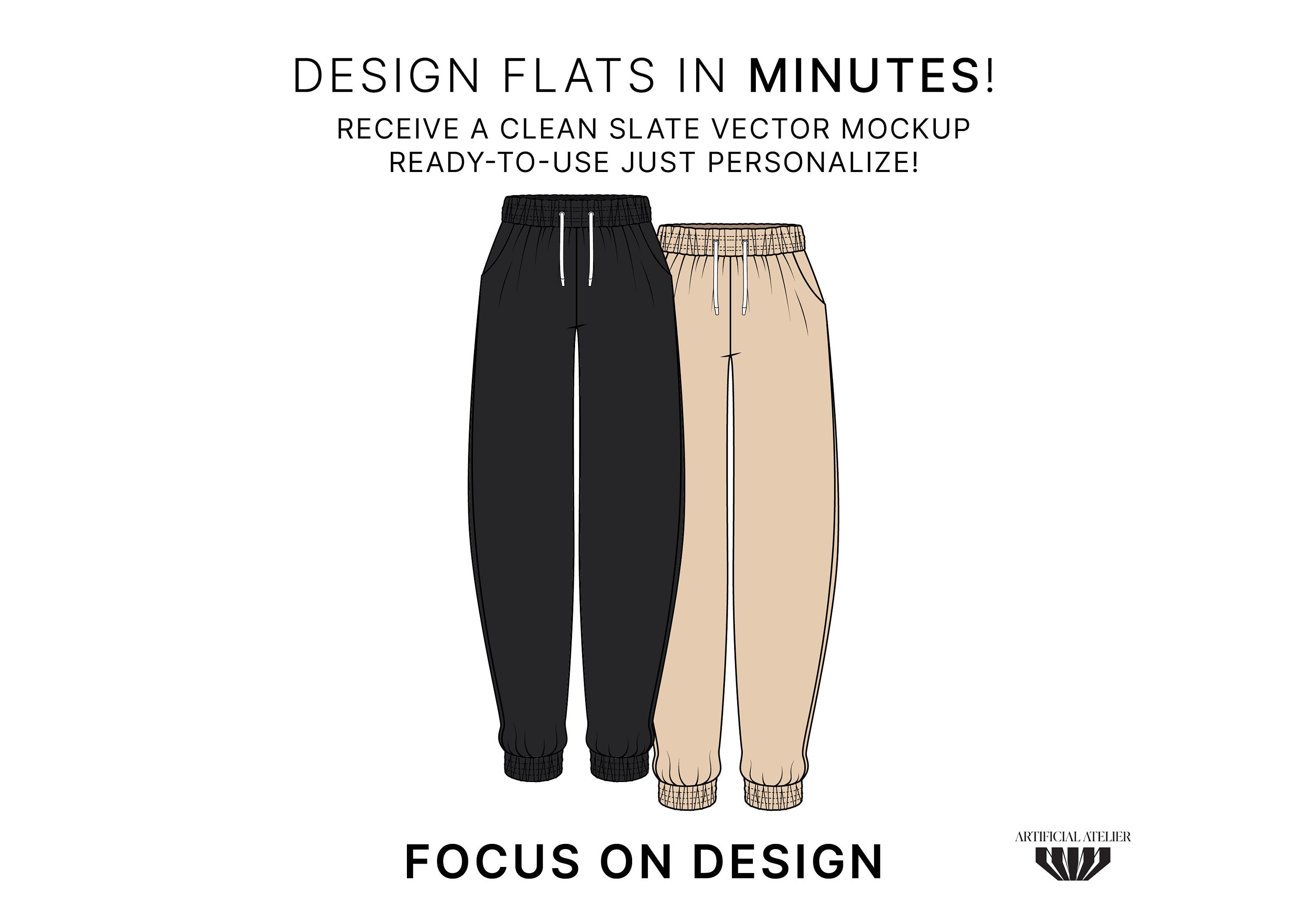 Joggers Vector Mockup, Streetwear Fashion Design Template, Technical ...