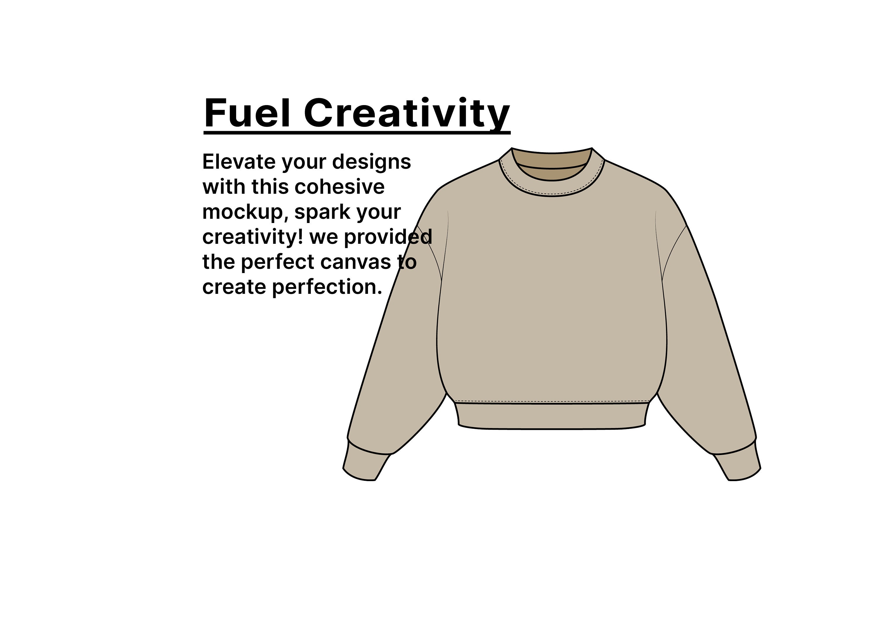 Crewneck Vector Mockup, Sweatshirt Fashion Flats for Designers ...