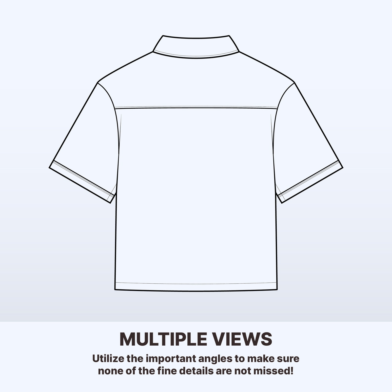 Work Shirt Vector Mockup, Tech Pack Template, Casual Shirt Technical ...