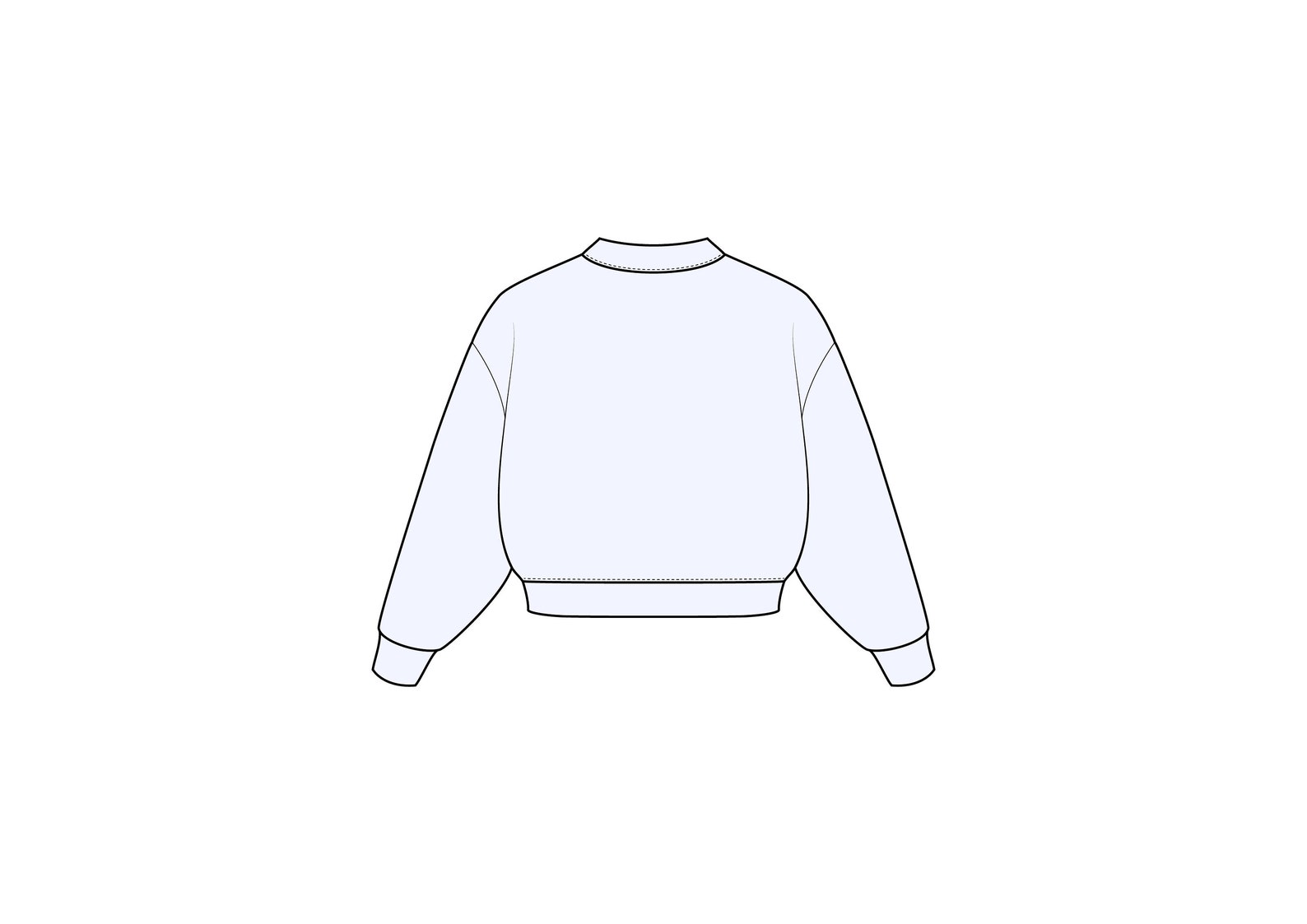 Crewneck Vector Mockup, Sweatshirt Fashion Flats for Designers ...