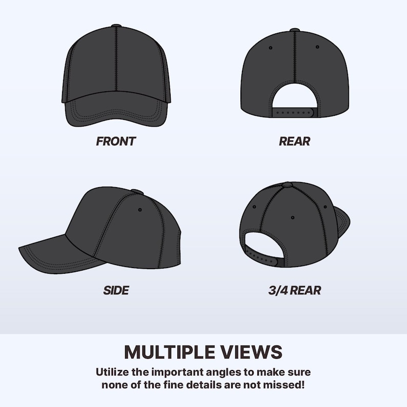 Snapback Vector Mockup, 6 Panel Hat Flatsketch, Fashion Flats for ...