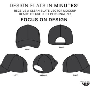 Snapback Vector Mockup, 6 Panel Hat Flatsketch, Fashion Flats for ...