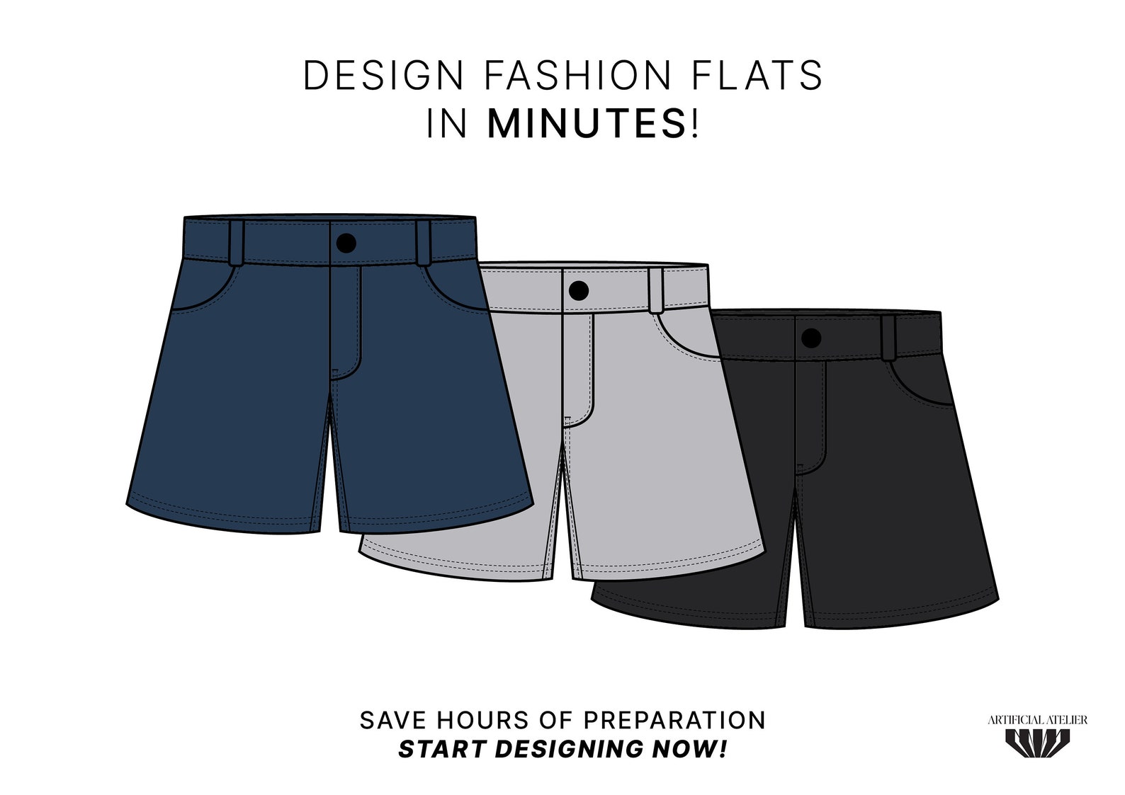 Jean Shorts Vector Mockup, Ready-to-use Jorts Technical Drawings ...