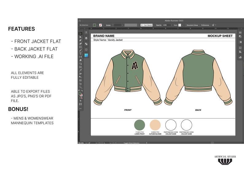 Varsity Jacket Vector Mockup, Fully Editable Illustrator File, Fashion ...