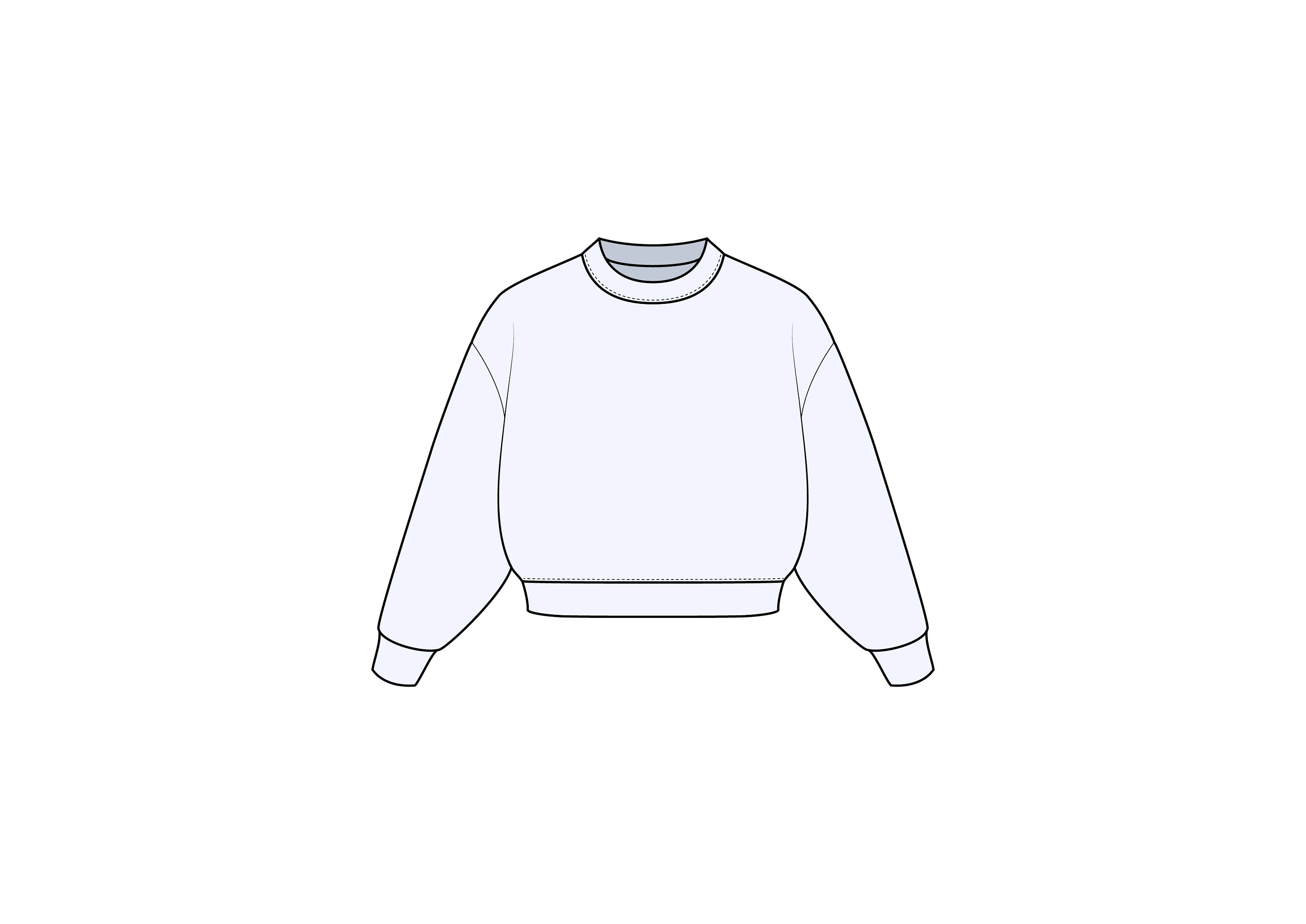 Crewneck Vector Mockup, Sweatshirt Fashion Flats for Designers ...