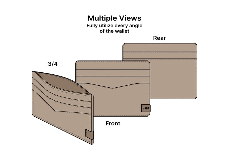 Card Holder Vector Mockup, Flat-sketch Template for Accessory Design ...
