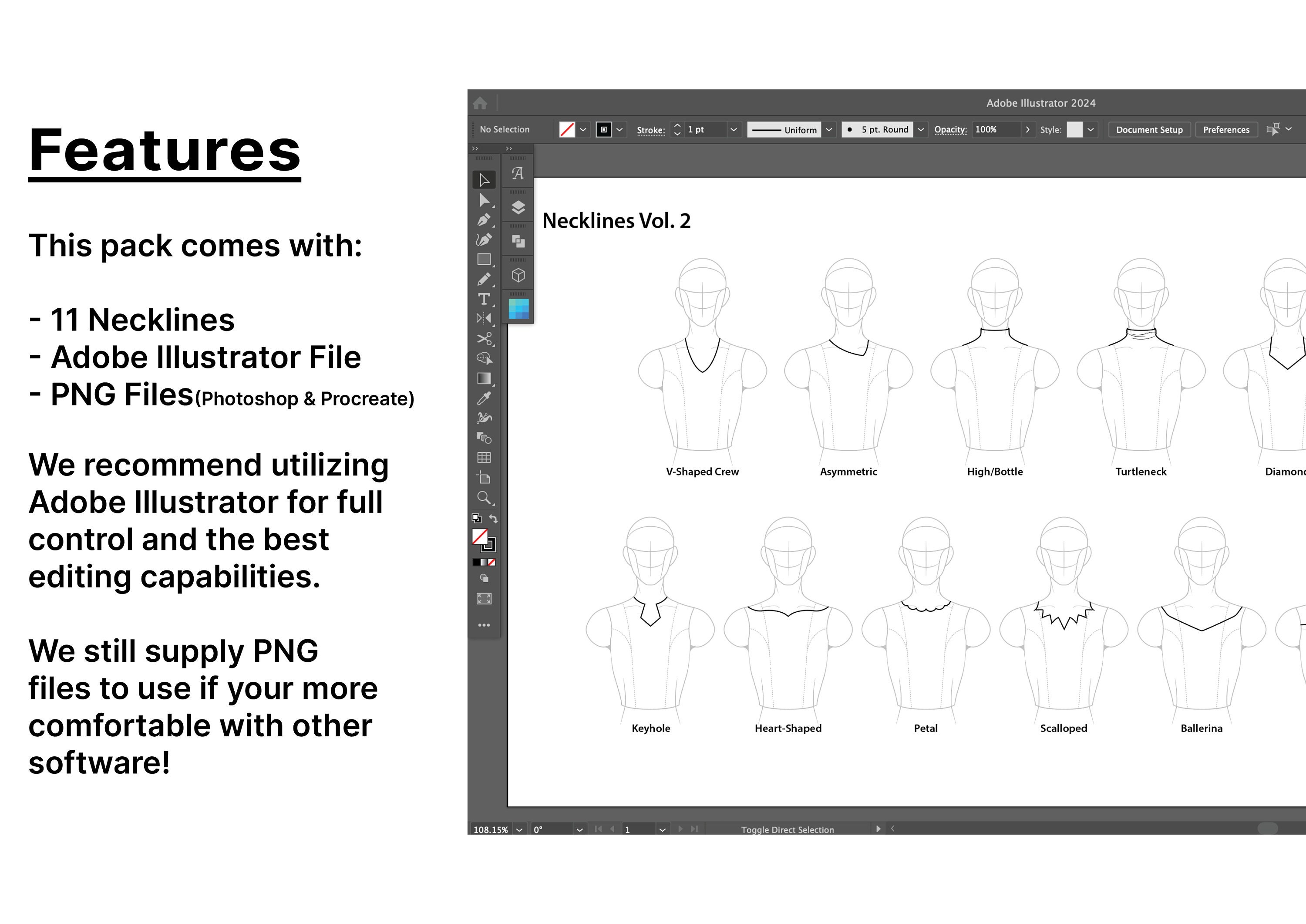 Neckline Vector Pack Vol.2, Fashion Design Mockup Pack, Fully ...