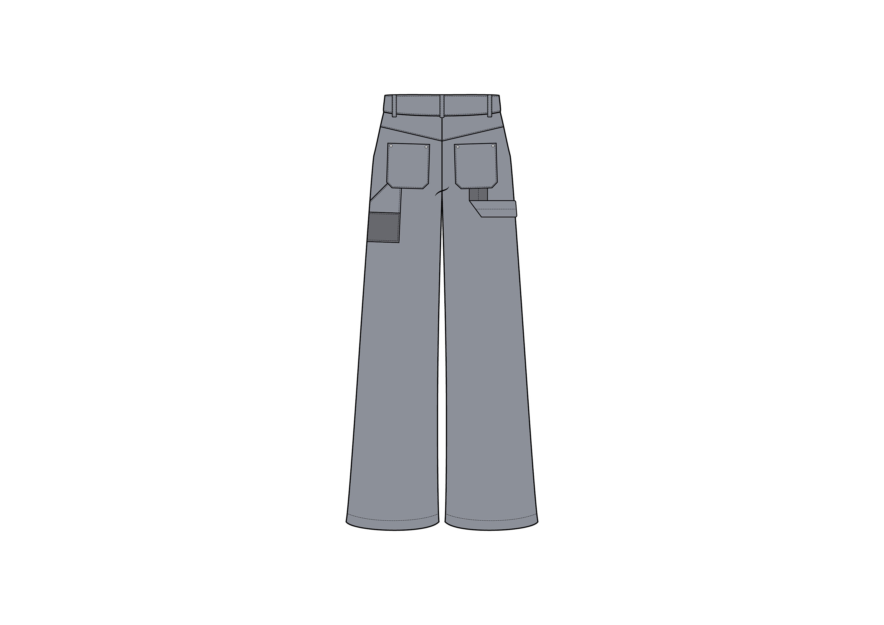 Carpenter Pants Vector Mockup, Work Pants Tech Pack Template, Fully ...