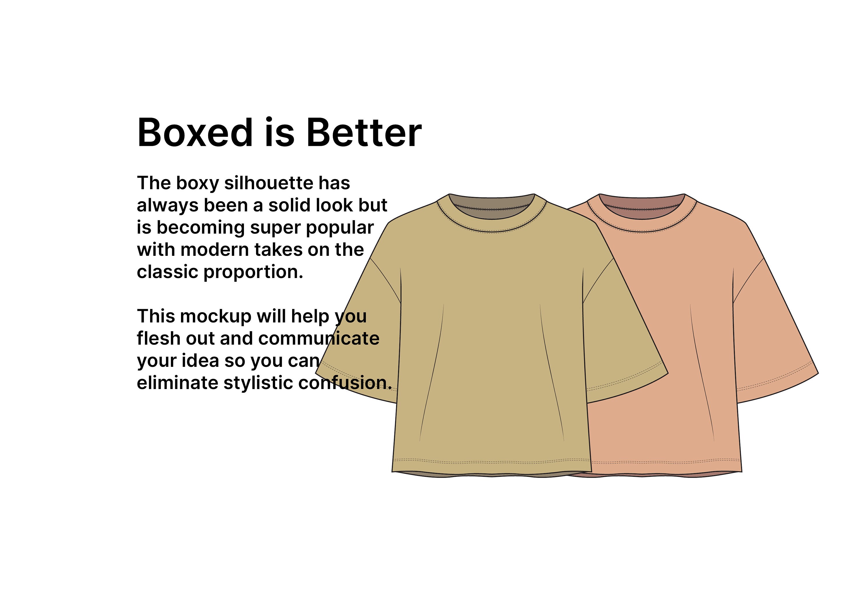 Box T-shirt Mockup, Simple Tech Pack for T-shirt Design, Editable With ...