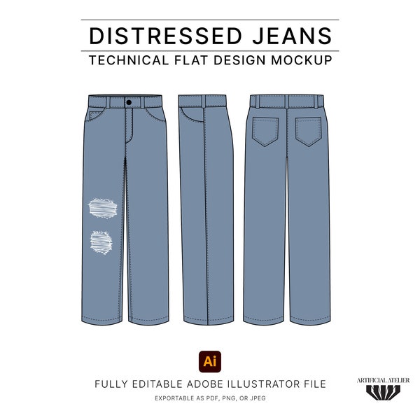 Distressed Denim Tech Pack - Etsy