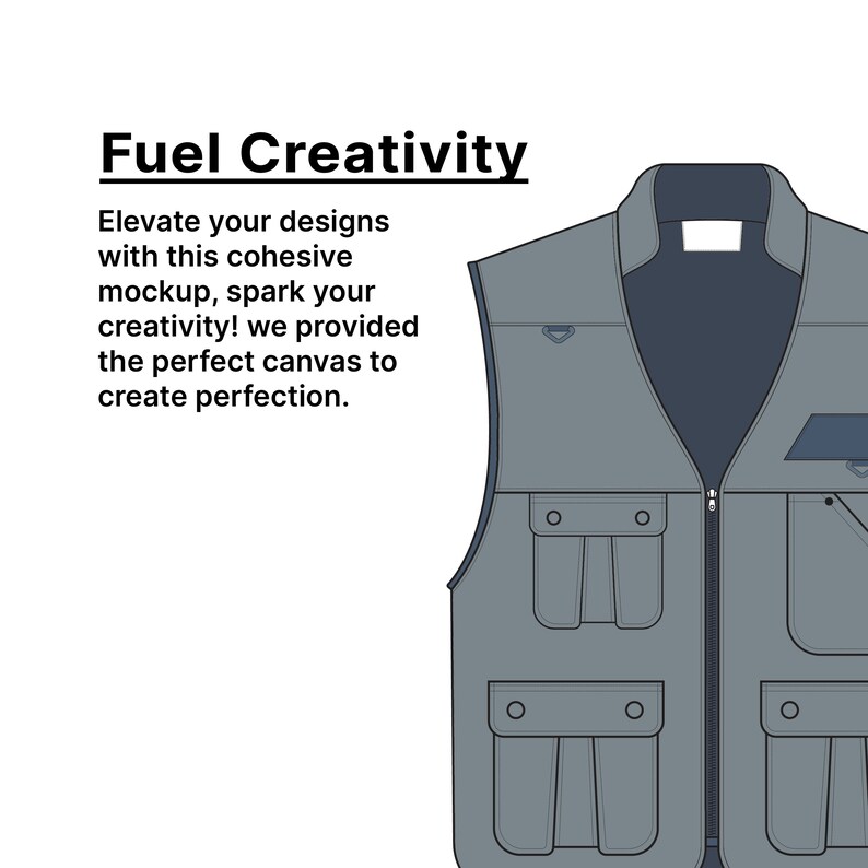 Utility Vest Mockup, Simple Tech Pack for Designers, Mockups Template ...