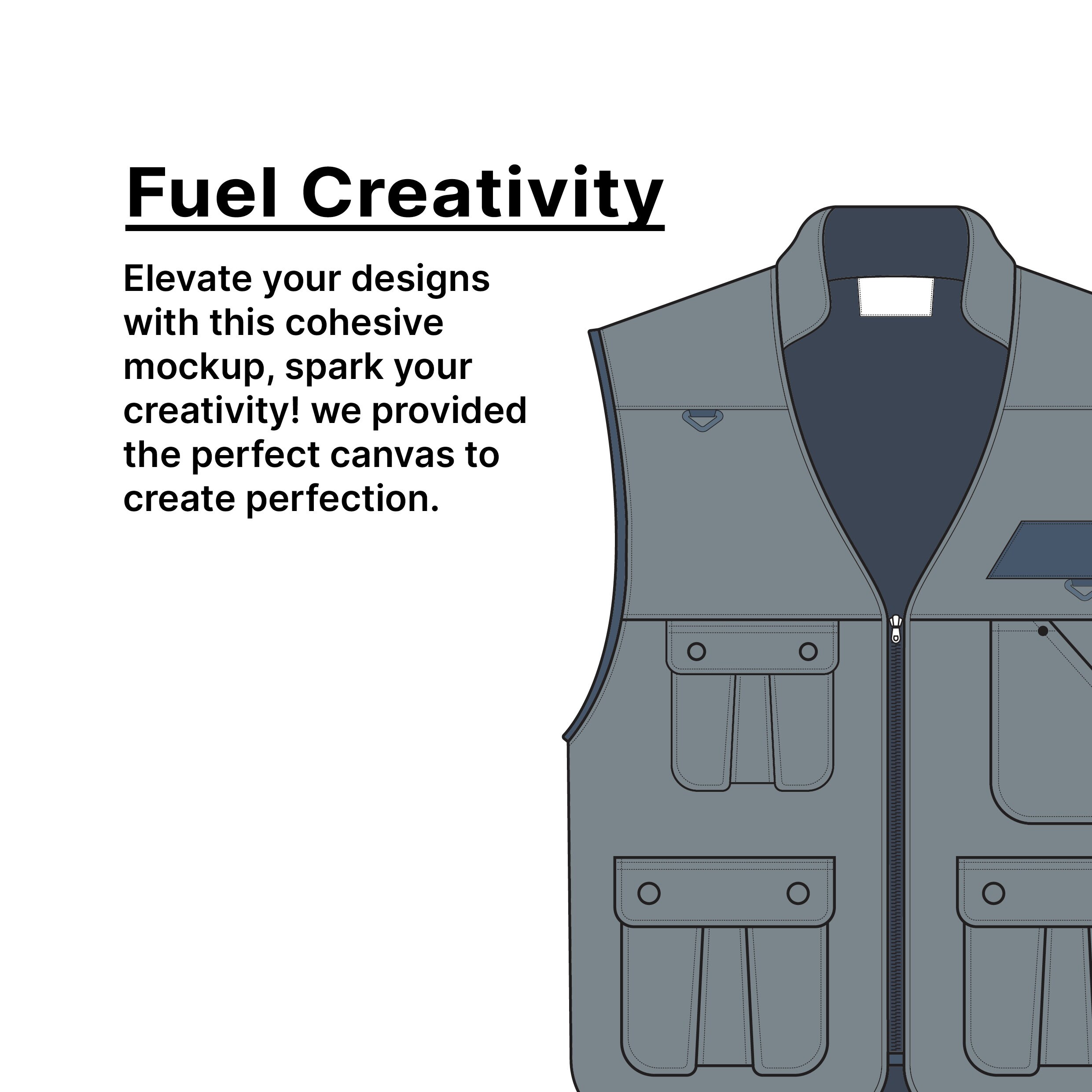 Utility Vest Mockup, Simple Tech Pack for Designers, Mockups Template ...