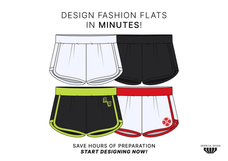 Running Shorts Vector Mockup Ready-to-use Fashion Flats for - Etsy