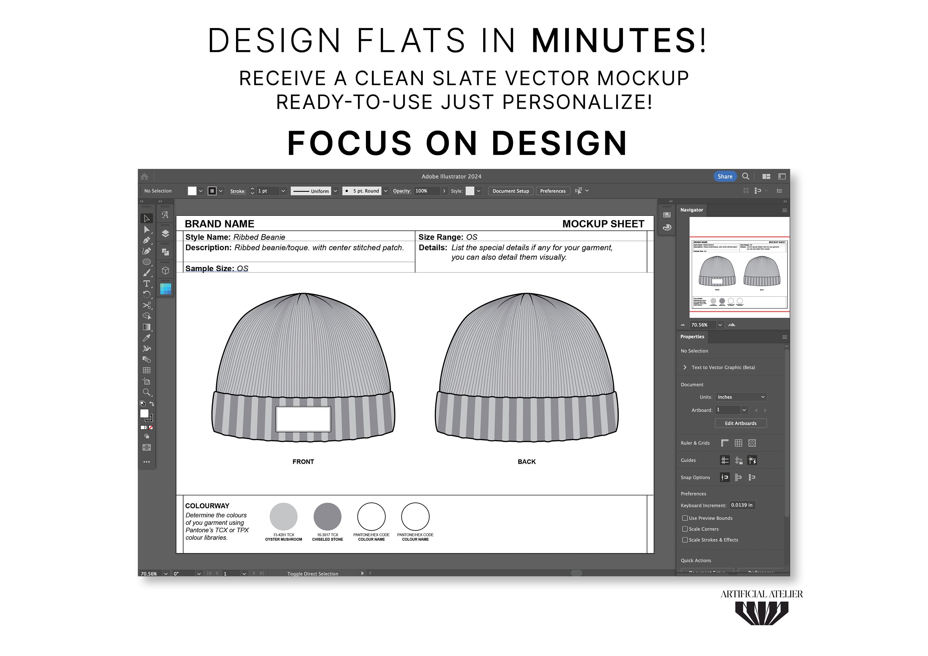 Toque Vector Mockup, Fashion Flats for Designers, Customizable With ...