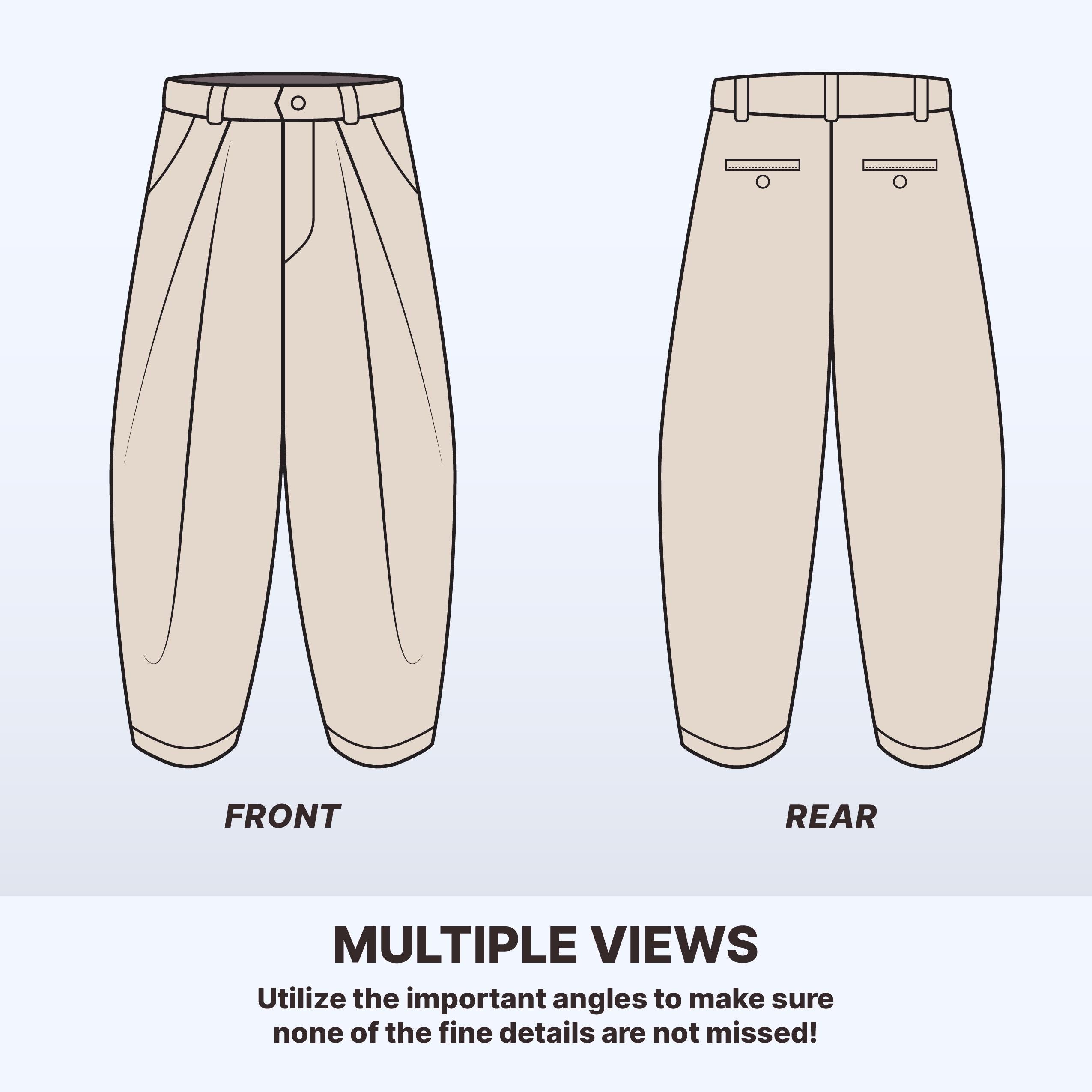 Balloon Pants Tech Pack, Editable Fashion Flats (digital Download) - Etsy