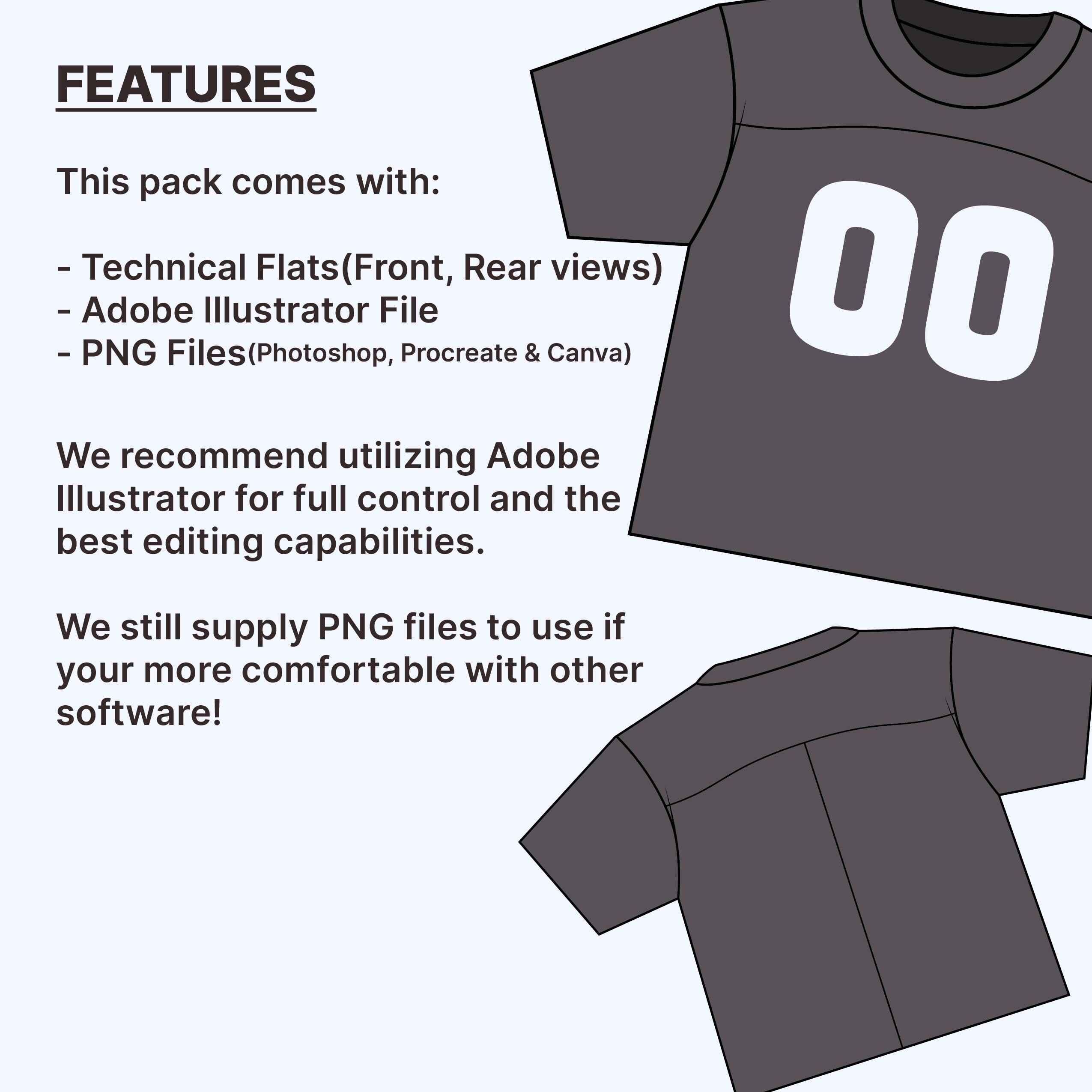 Boxy Jersey Tech Pack, Vector Mockups (digital Download) - Etsy